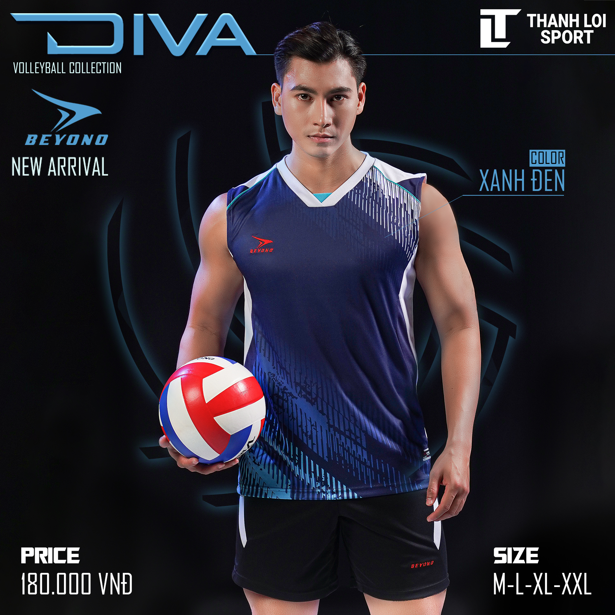 Bộ quần áo bóng chuyền Beyono Diva - Xanh Đen