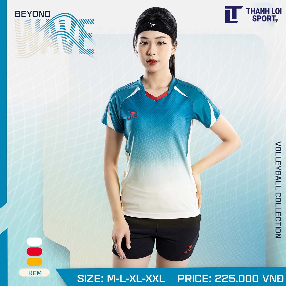 Bộ quần áo bóng chuyền Beyono Wave Nữ - Kem